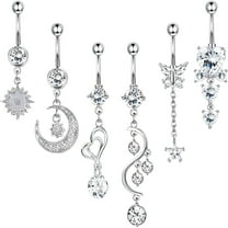 DESIGNICE 6 Pcs 14G Clicker Belly Button Ring for Women 316L Surgical ...
