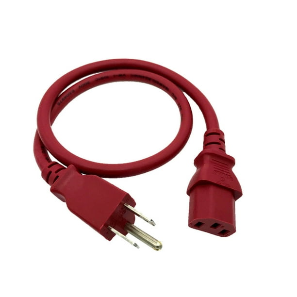 Kentek 2 FT Red Computer Power Supply AC Cord Cable Wire for HP DELL ...