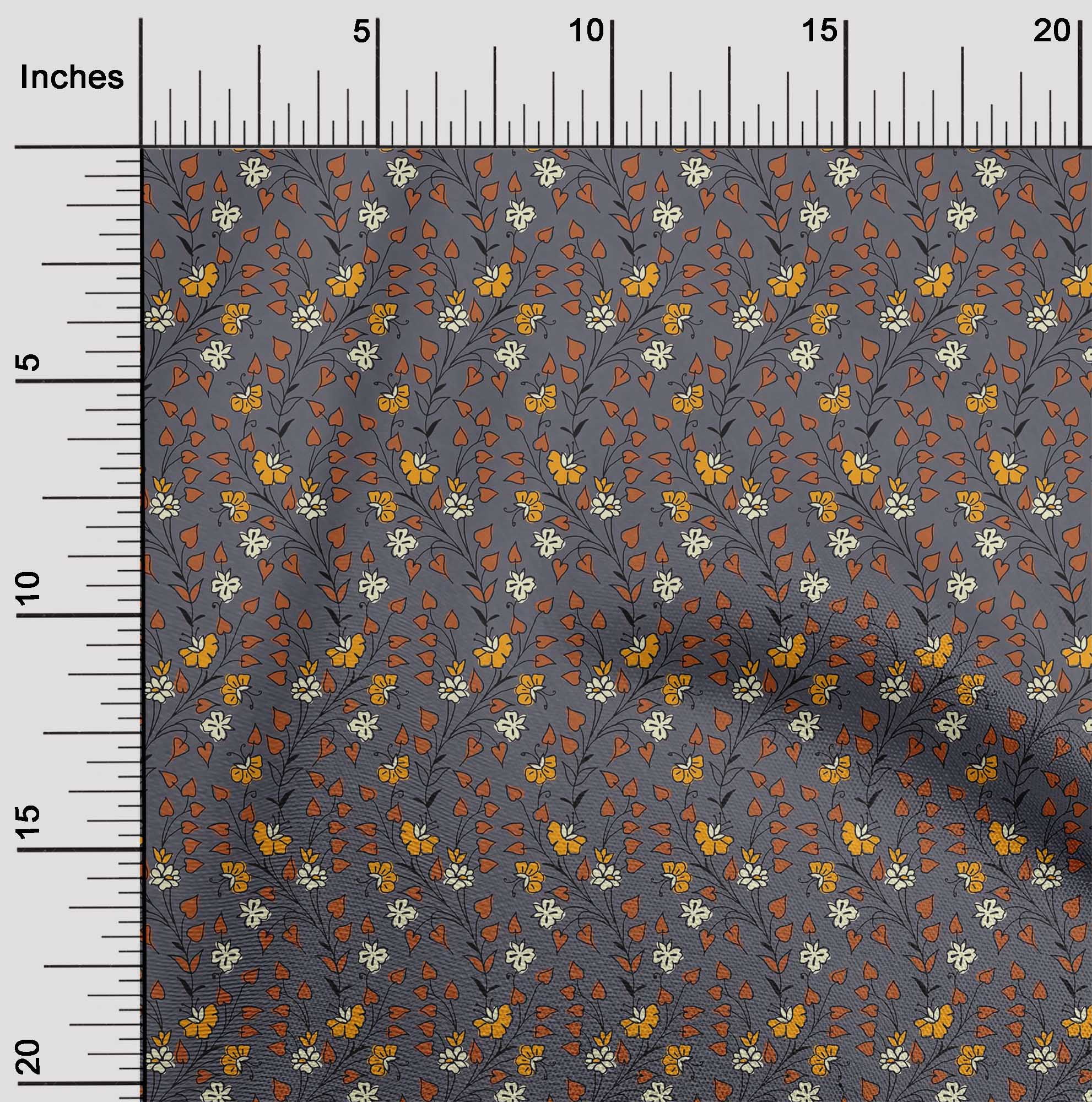 oneOone Silk Tabby Fabric Leaves & Floral Block Printed Fabric 1 Yard ...