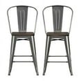 DHP Luxor 24" Metal Counter Height Bar Stool with Wood Seat, Gun Metal ...