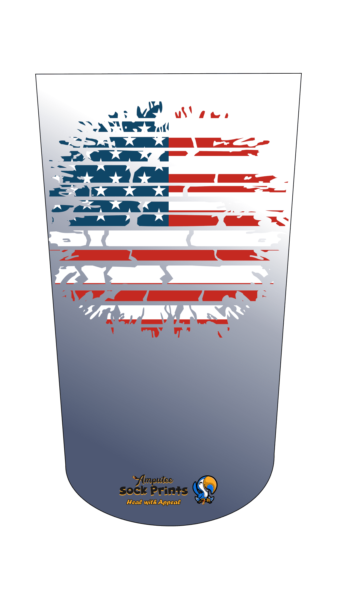 Amputee Sock "American Flag Circlular Broken Wall V1", 3PLY Residual ...