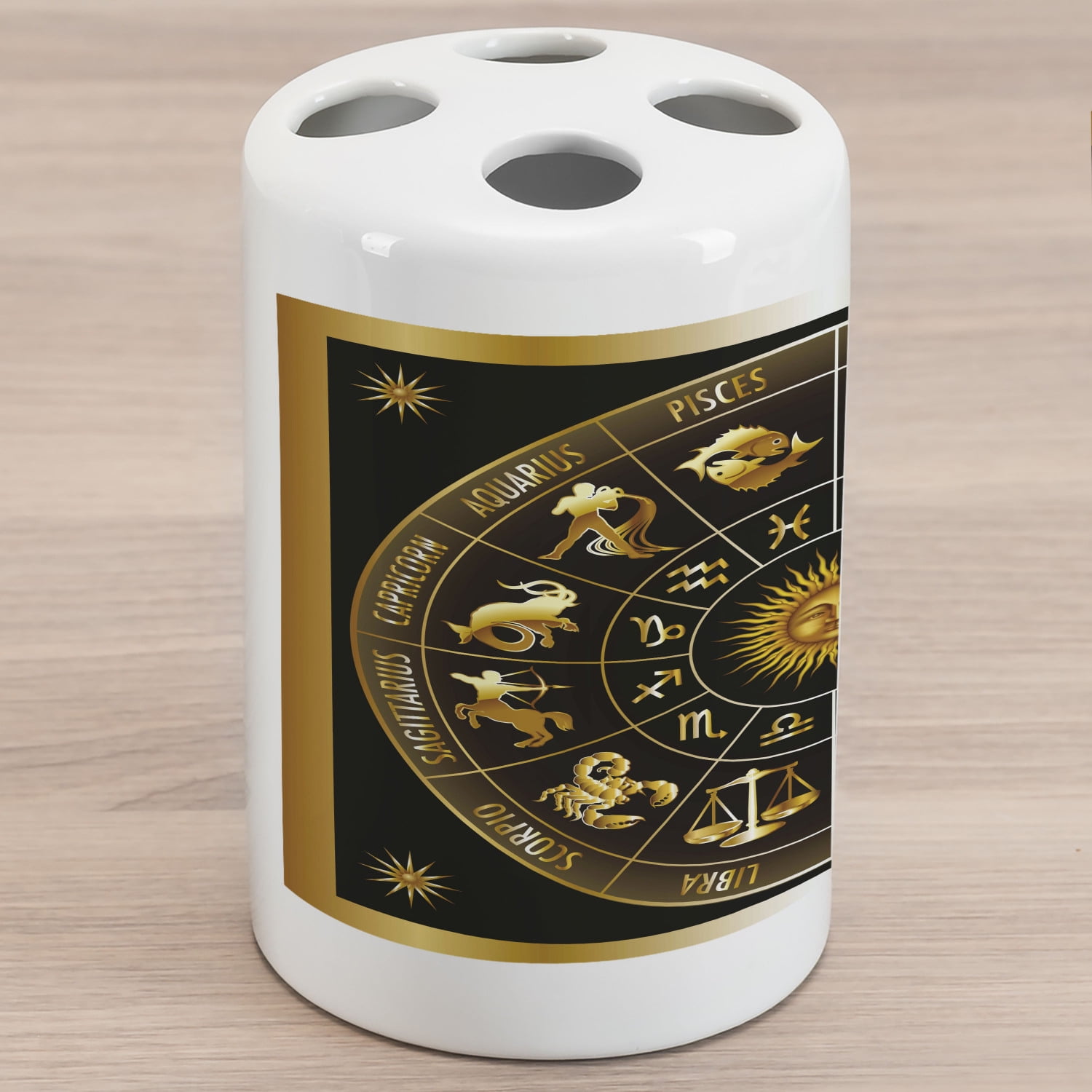 Astrology Ceramic Toothbrush Holder, Wheel Zodiac Constellation Signs ...