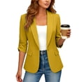 BiZtdJrK Blazers for Women Lightweight Ruched 3/4 Sleeve Lapel Collar ...