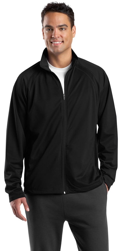 Sport-Tek JST90 Mens Tricot Track Jacket - Black/Black - XS - Walmart.com