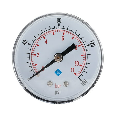 Qianli Axial Pressure Gauge, 0-160 psi/0-11 bar, Rust-free iron casing, 1/4" BSPT Lower Mount ...