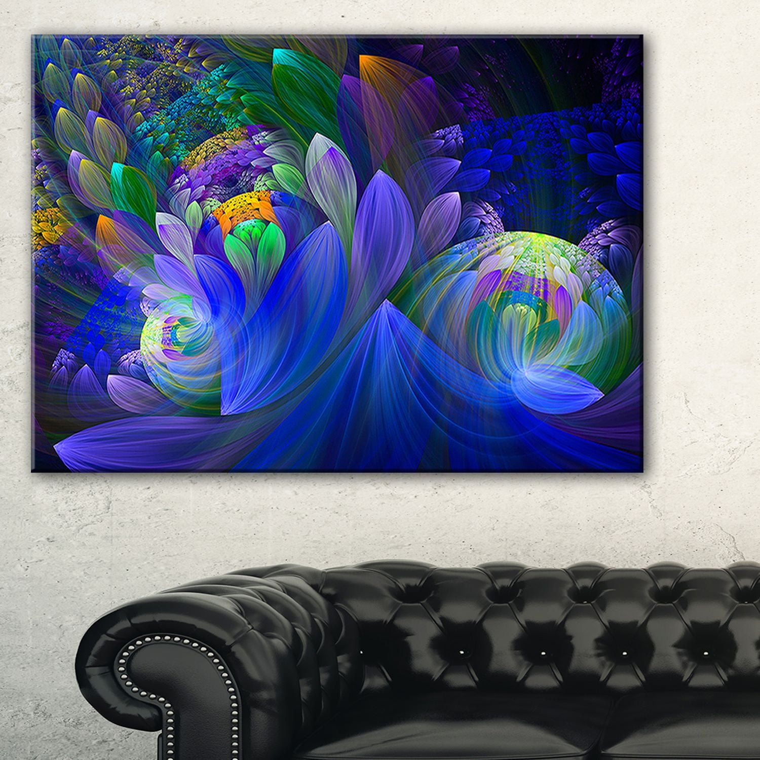 Click here for Designart Design Art Blue Fractal Flower Bouquet F... prices