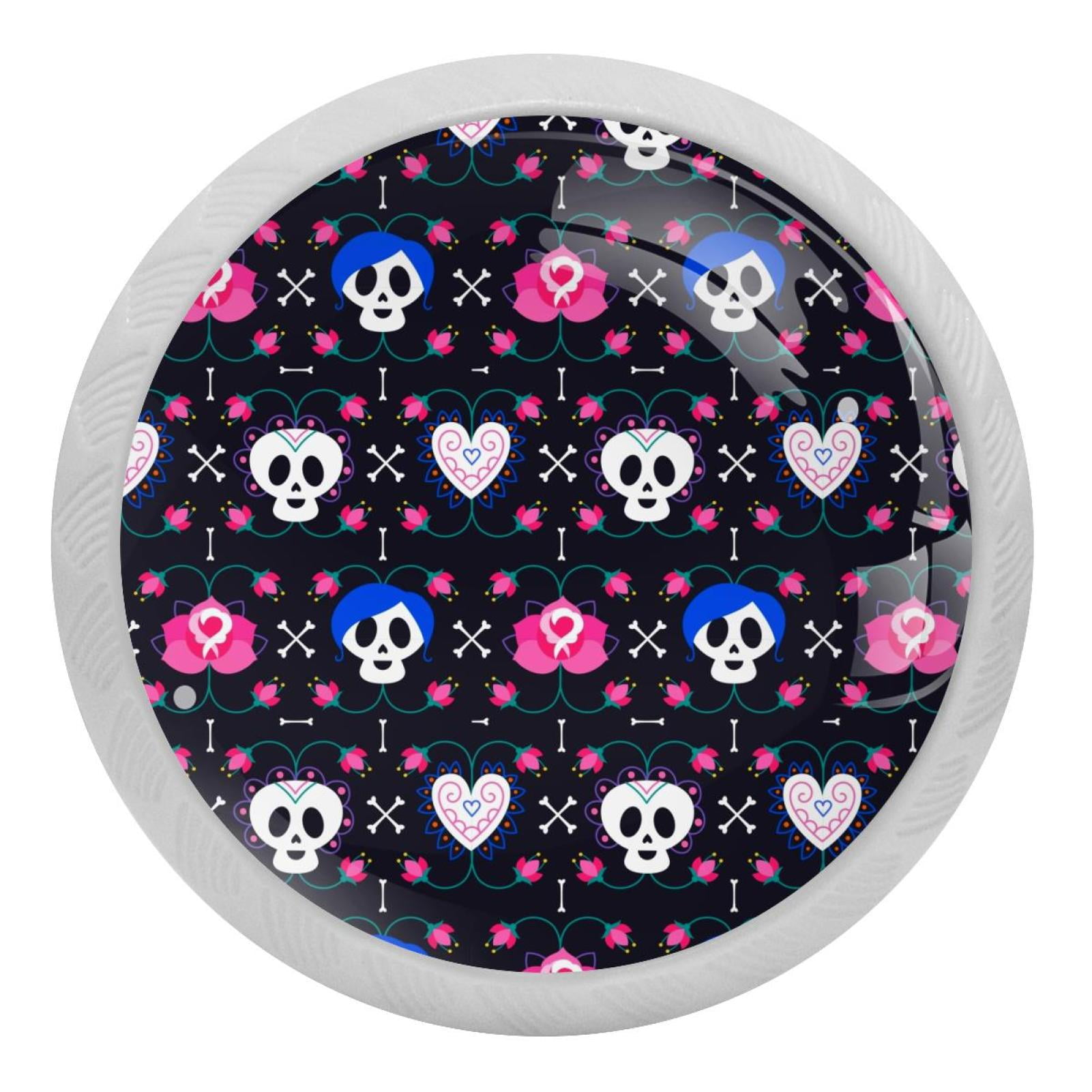 4PCS Round Skull Cabinet Fluorescence Knob Glowing in the Dark ...