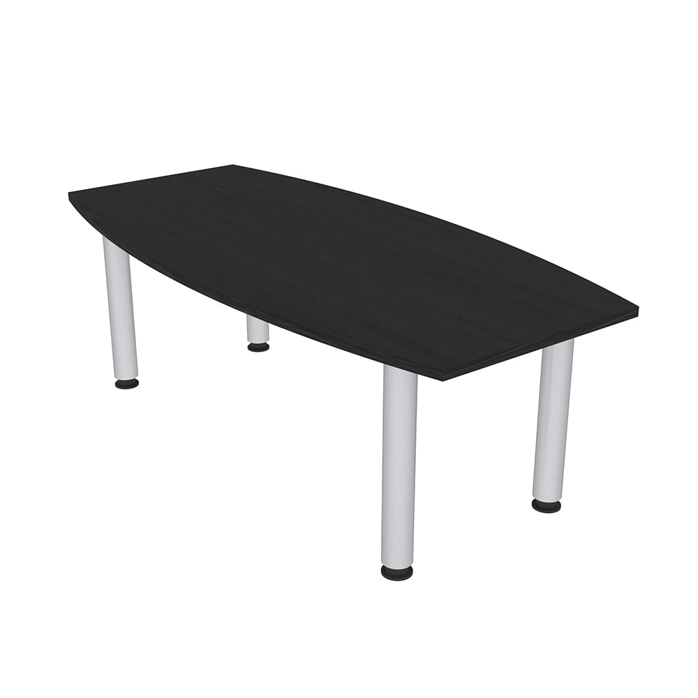 3X5 Boat Shaped Conference Table With Silver Post Leg Power And Data ...