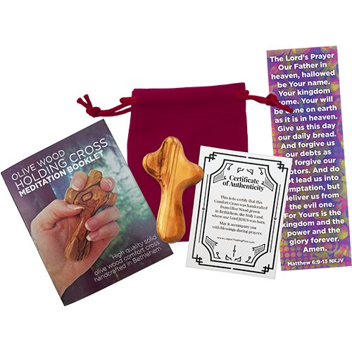 Small Certified Holy Land Olive Wood Handheld Comfort Cross from Israel ...