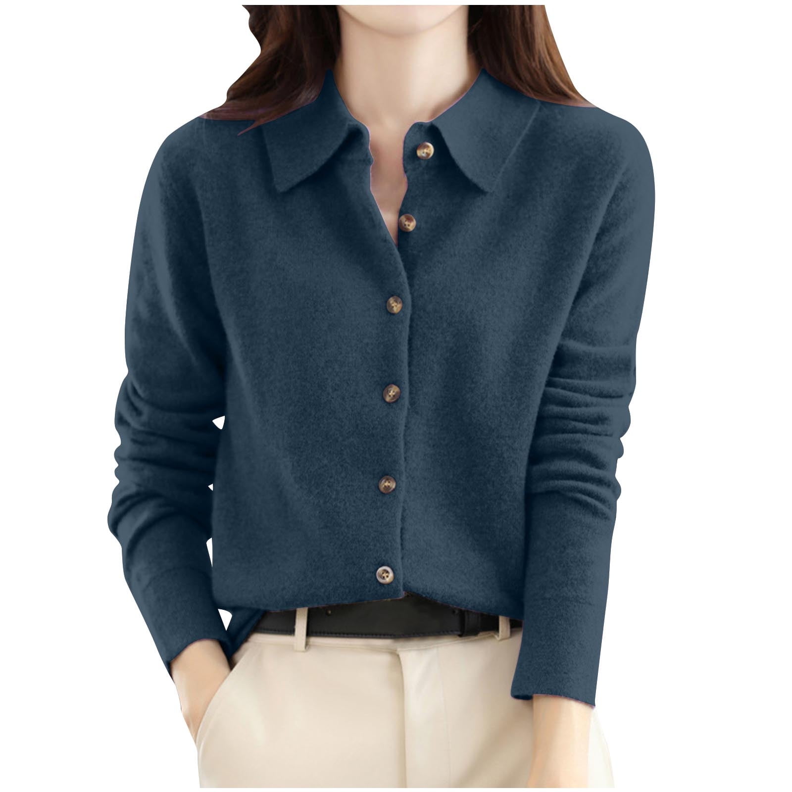 Click here for Clearance Under 5!sevevn Woman Turndown Button Lon... prices