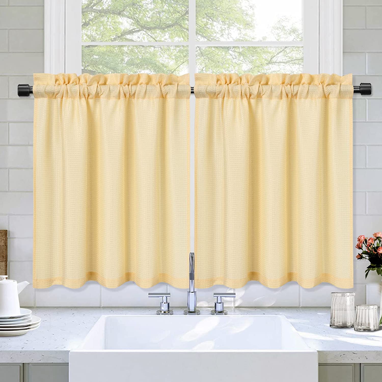 Kitchen Curtains and Valances Set Tier Curtains for Living Room ...