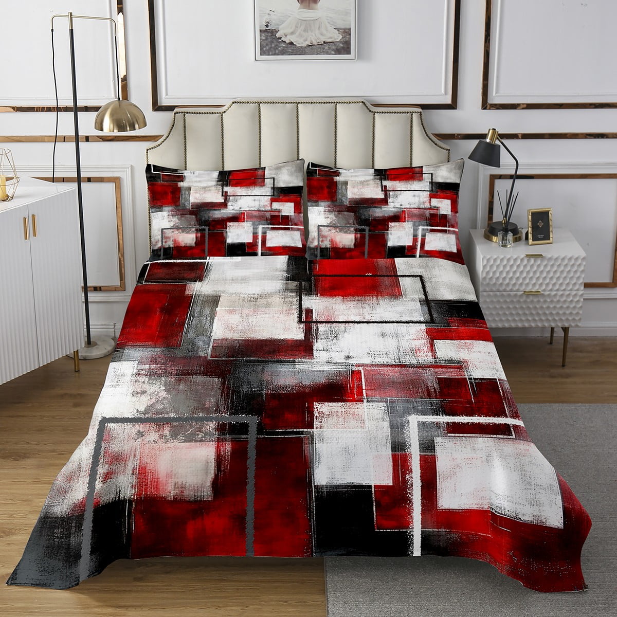 Click here for Erosebridal Red Minimalst Quilt Sets For Queen Siz... prices