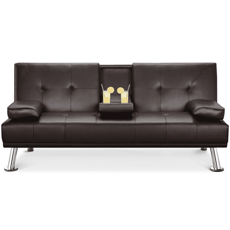 Luxurygoods modern faux leather futon sofa bed home recliner couch store