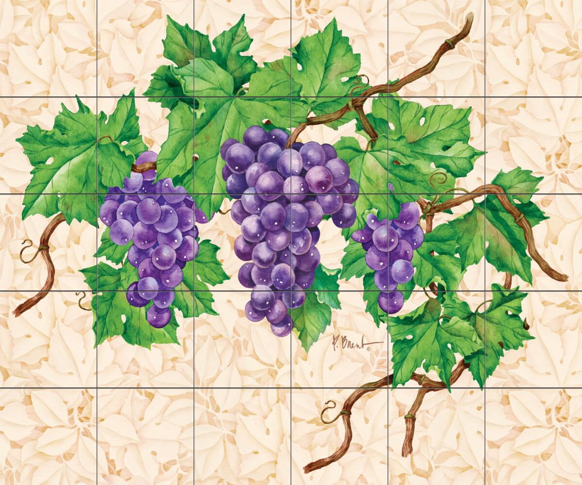 Tile Mural Kitchen Backsplash - Grapevine - by Paul Brent - Walmart.com