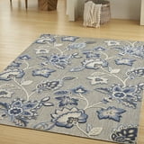 Nourison Aloha Indoor/Outdoor Blue/Grey 5'3" x 7'5" Area Rug, (5x7 ...
