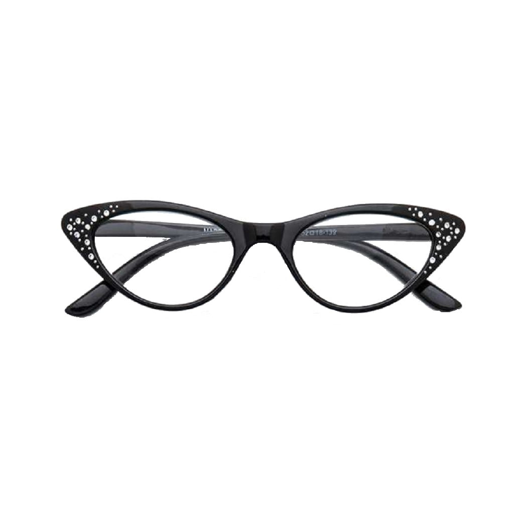 Crystal Accent Black Cat Eye Readers Reading Glasses 1 50