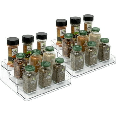 2 Tier Metal Kitchen Spice Rack Countertop Standing Corner Shelf- Black ...