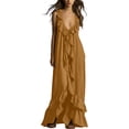 BRGZLK Womens Tank Dresses 2026 Summer Vacation Solid Color Ruffle Trim ...