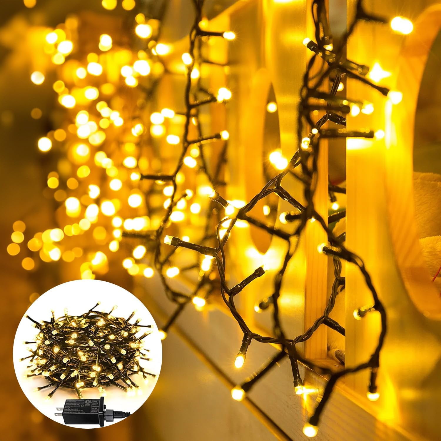 Warm White String Fairy Light, 8 Modes Waterproof with Timer Setting ...