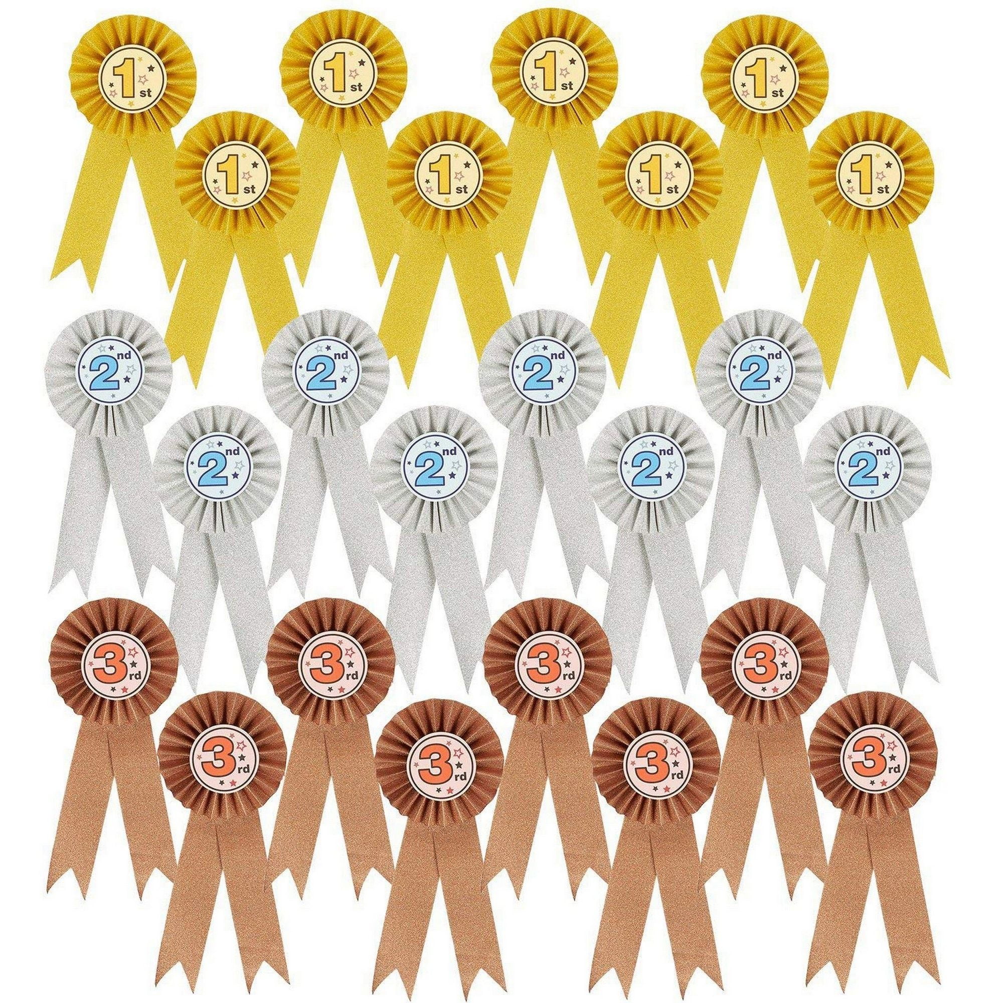 24-Pack Award Ribbons - Participation Decorations, Rosette Ribbons, 1st ...