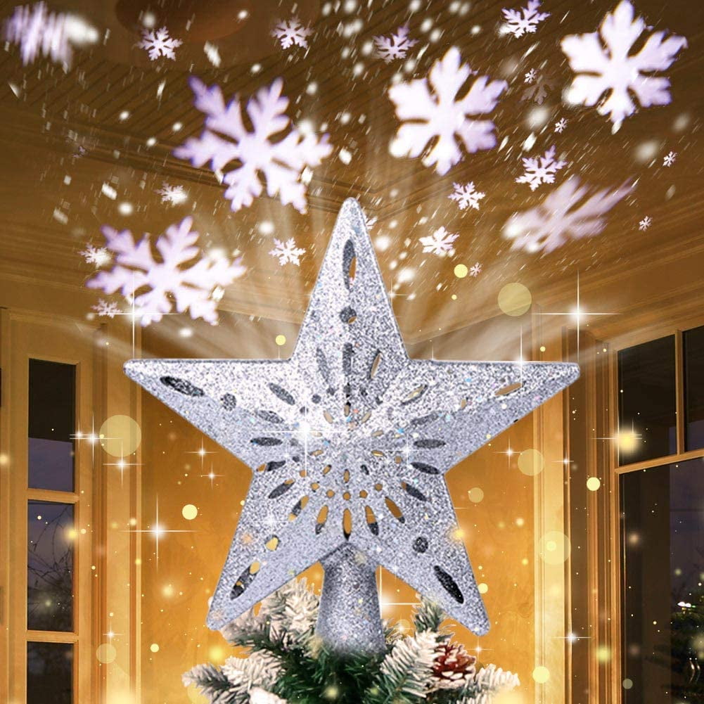 OurWarm Christmas Tree Topper Lighted Star Tree Toppers with LED ...