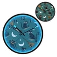 Black Cat Broom Pattern Wall Clock 12 Inch Voice Activated Night Light ...