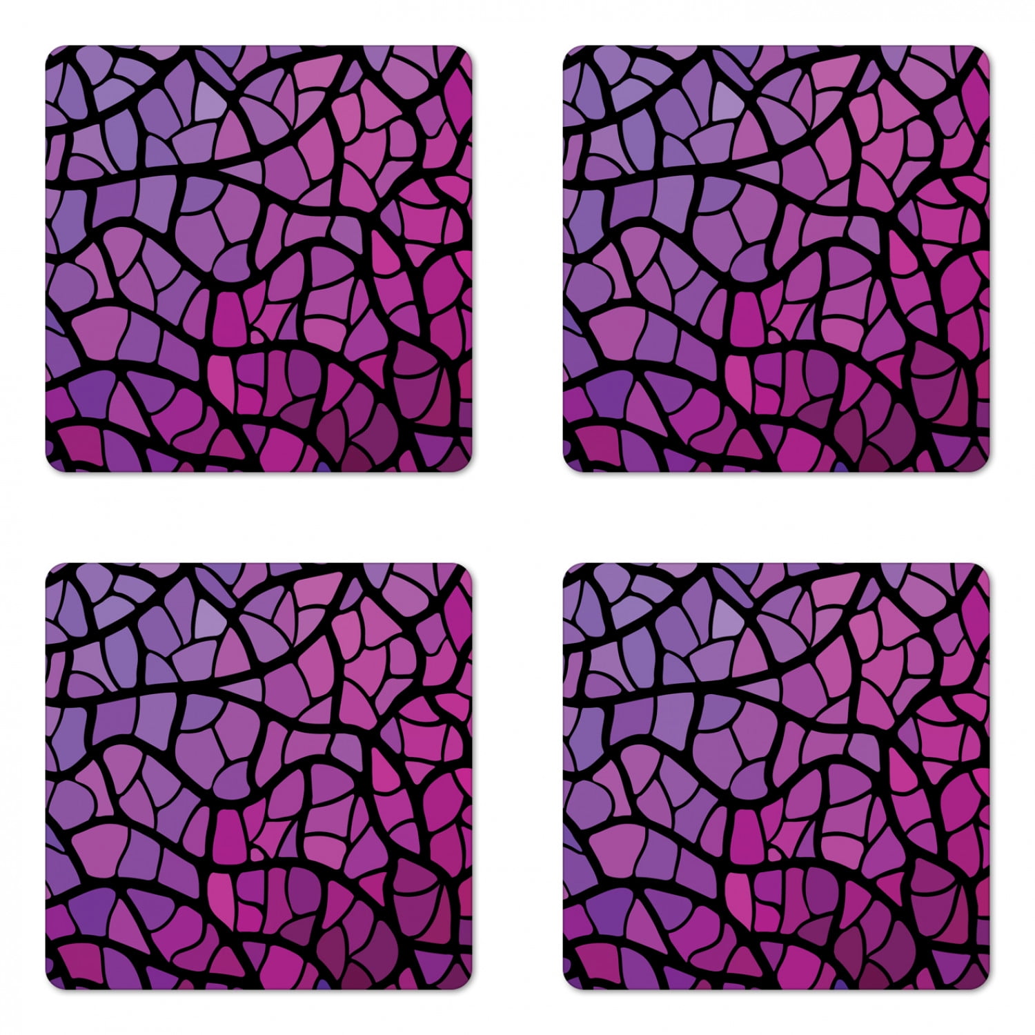 Abstract Coaster Set Of 4 Graphic Stained Glass Style Mosaic Pattern