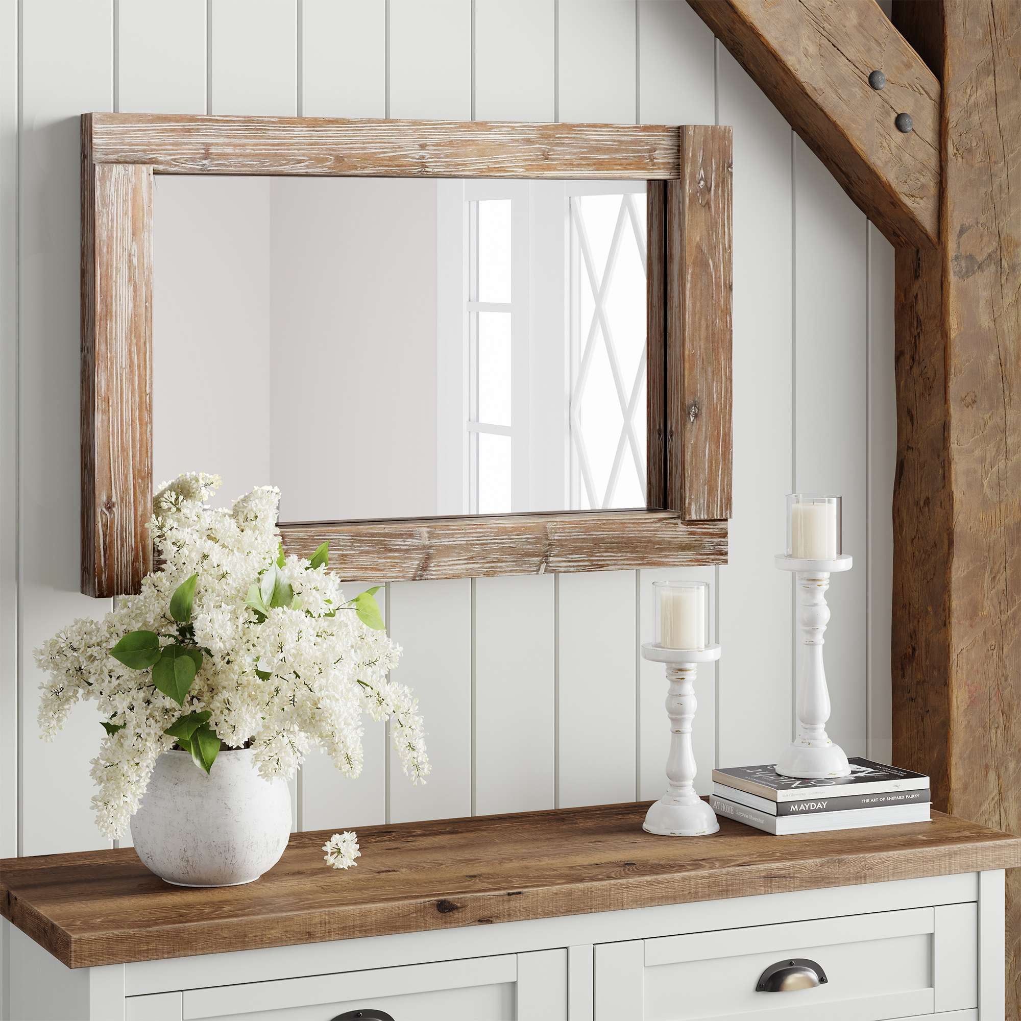 Barnyard Designs 24x36 Dark Wood Farmhouse Wall Mirror Wooden Large Rustic Wall Mirror Bedroom Mirrors for Wall Decor Decorative Wood Wall Mirror Living Room or Bathroom Vanity Brown Walmart