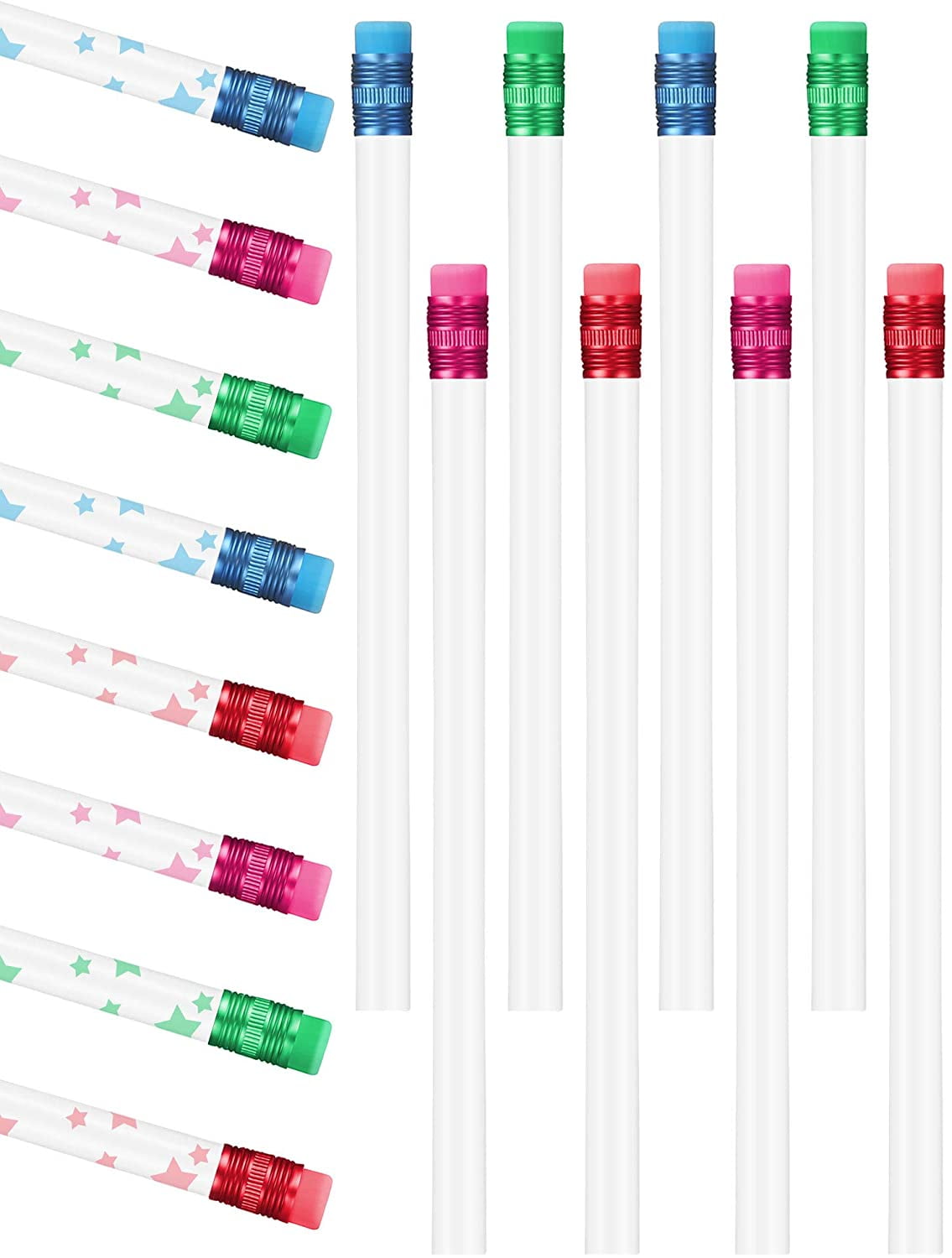 Color Stars Changing Mood Pencil with Eraser 30 Pieces White Change ...