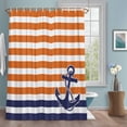 Blue Anchor Shower Curtain Set with Hooks, Costal Orange White Blue ...