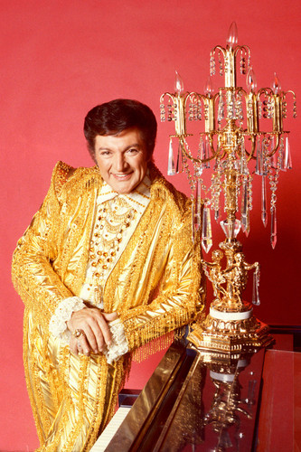 Liberace Colorful Pose By candelabra in gold suit 24x36 Poster ...