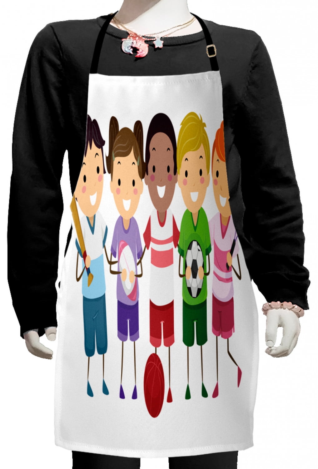 Sports Kids Apron, Children Team Playing Football Baseball Tennis ...