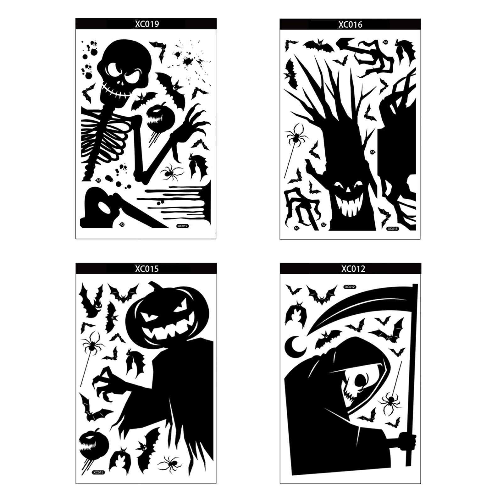 Gecheer 4PCS Window Sticker Scary Creepy Glass Window Decal Double ...
