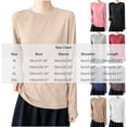 Asgosdo Women's Tops Long Sleeve Solid Color Crew Neck Loose Fit Shirts ...