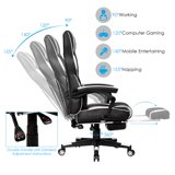 Goplus Ergonomic Massage Gaming Chair with Lumbar Support, Reclining ...