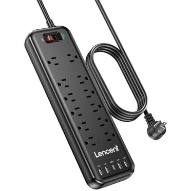 LENCENT Multi Electrical Power Strip, 3 Outlet 3 USB Ports, Flat Plug ...