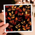 3drose, Autumn Red and Image of Gold Leaves Pattern, 6 Greeting Cards ...