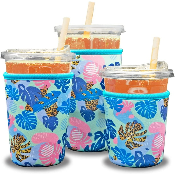 Reusable Insulated Neoprene Iced Coffee Beverage Sleeves Cold Drink Cup ...