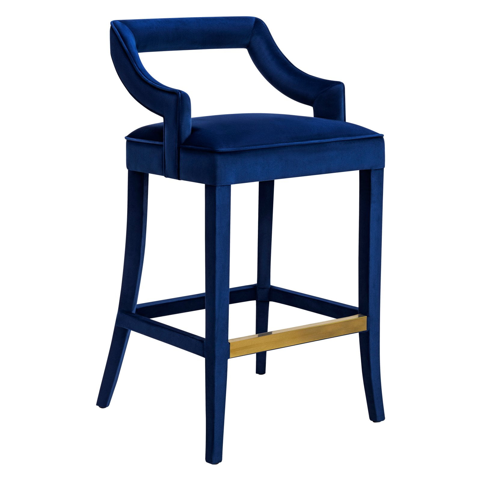 TOV Furniture Tiffany Navy Velvet Counter Stool With Gold Steel ...