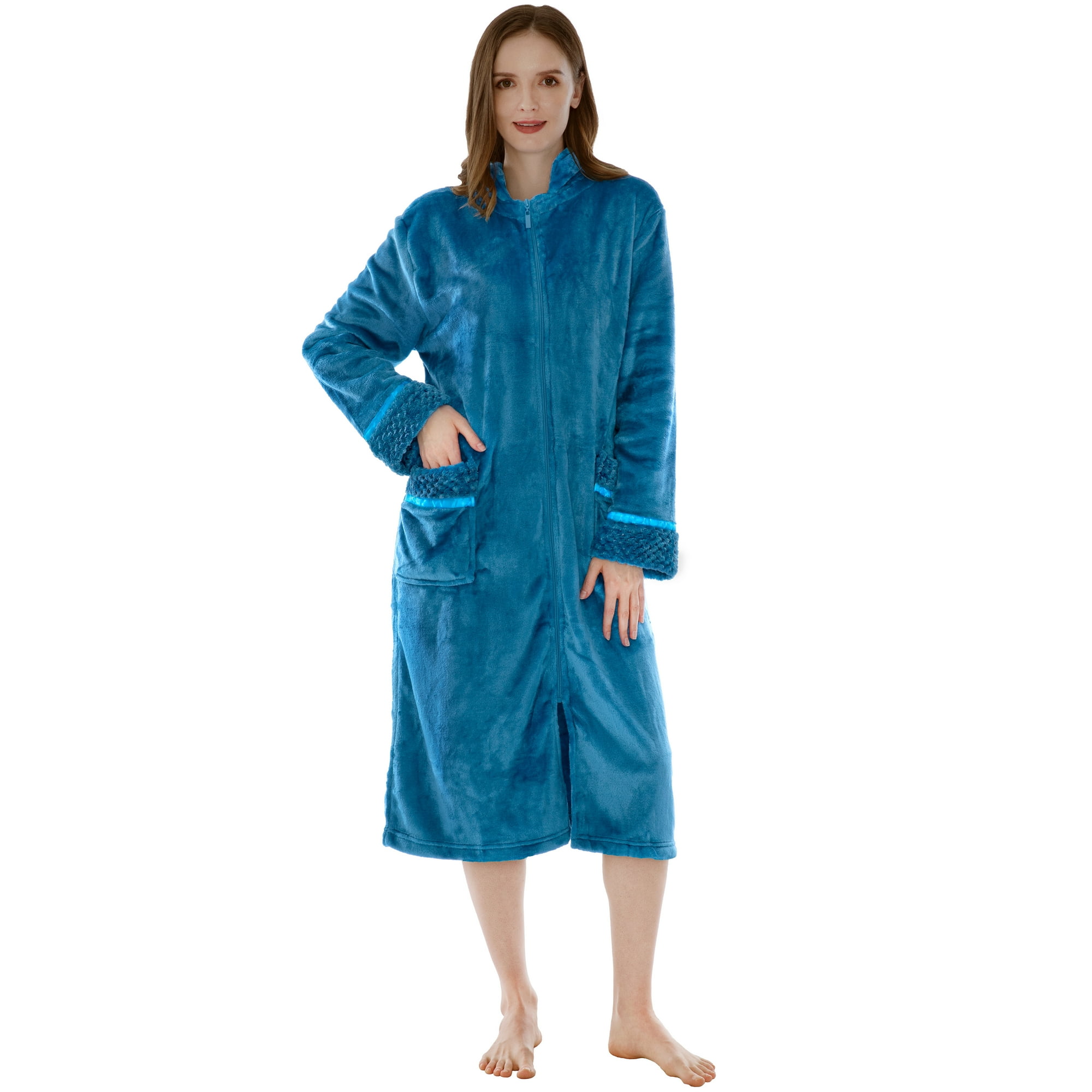Click here for Pavilia Womens Housecoat Zip Robe  Fleece Zip Up F... prices