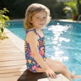 Cartoon Parrot Pattern Girls' One-Piece Swimsuit Bowknot Tie Shoulder ...