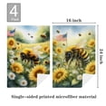 A painting of a bee flying over a field of sunflowerskitchen towels4 ...