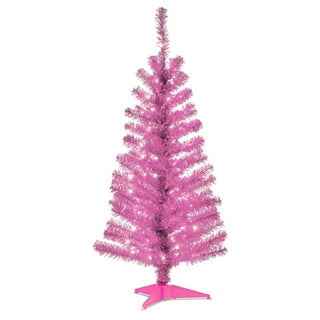 6 ft Pre-lit Rose Gold Tinsel Pencil Tree 250 Tips 100 UL Clear ...