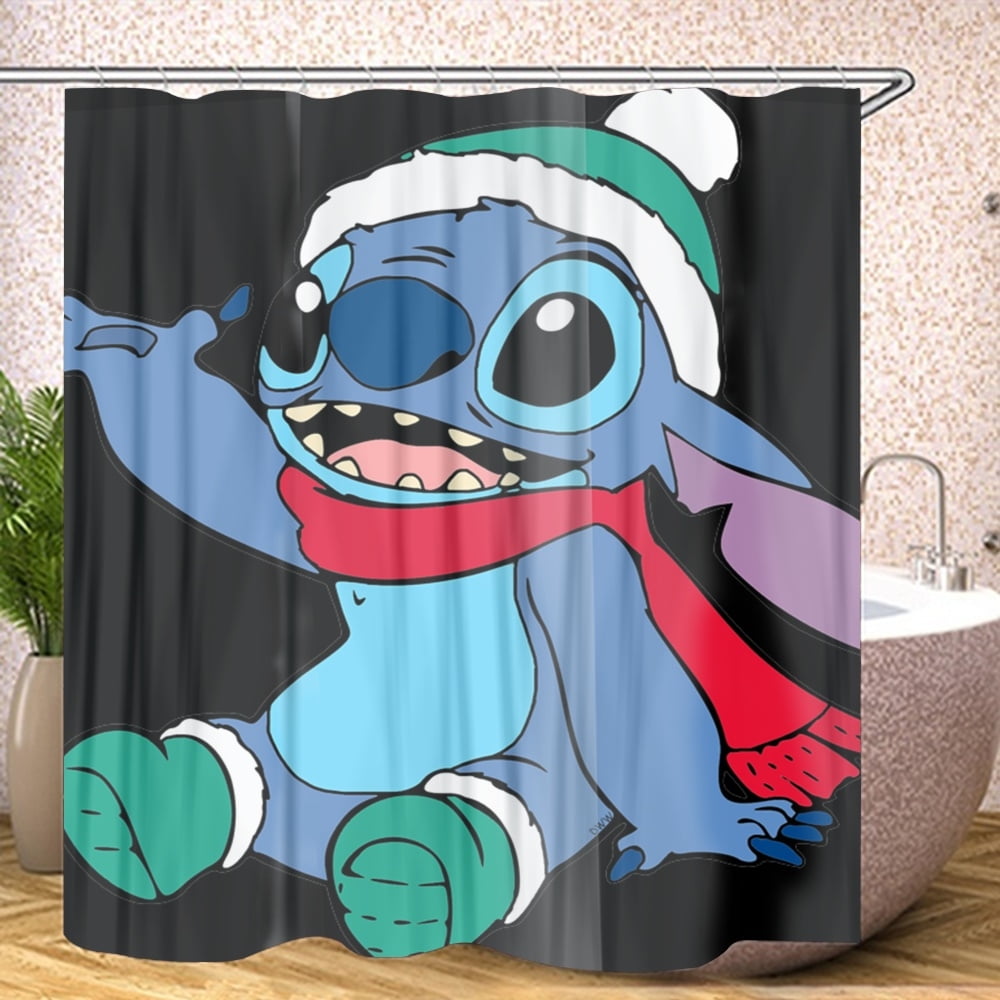 Disney Stitch Shower Curtains Bath Curtain For Bathroom Christmas Decor