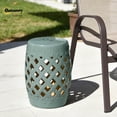 Outsunny 13" x 18" Ceramic Garden Stool with Woven Lattice Design ...