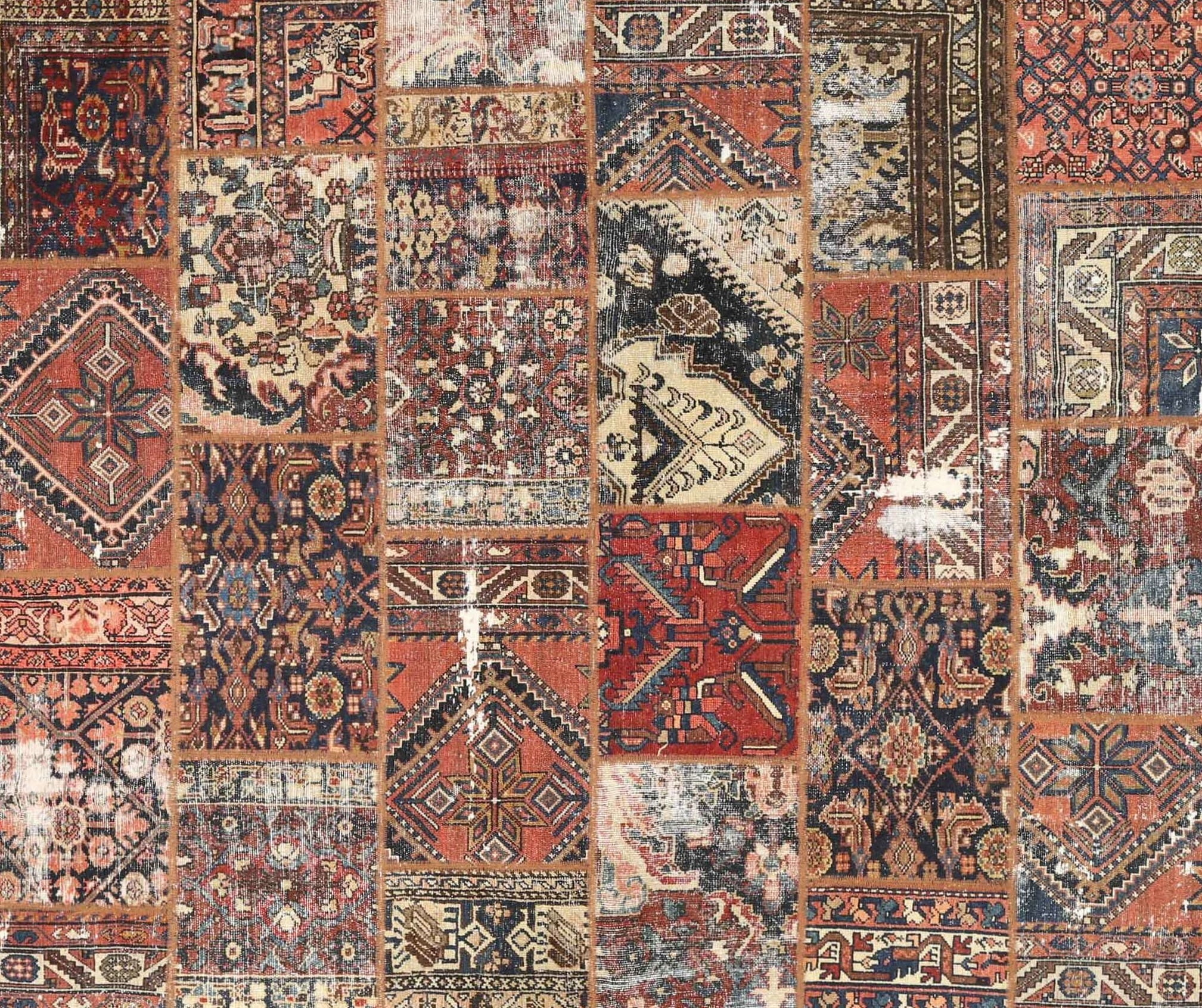 Ahgly Company Indoor Rectangle Contemporary Dark Sienna Brown Patchwork ...