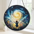 Cosmic Space Scene Stained Glass Style Suncatcher – Round Window ...