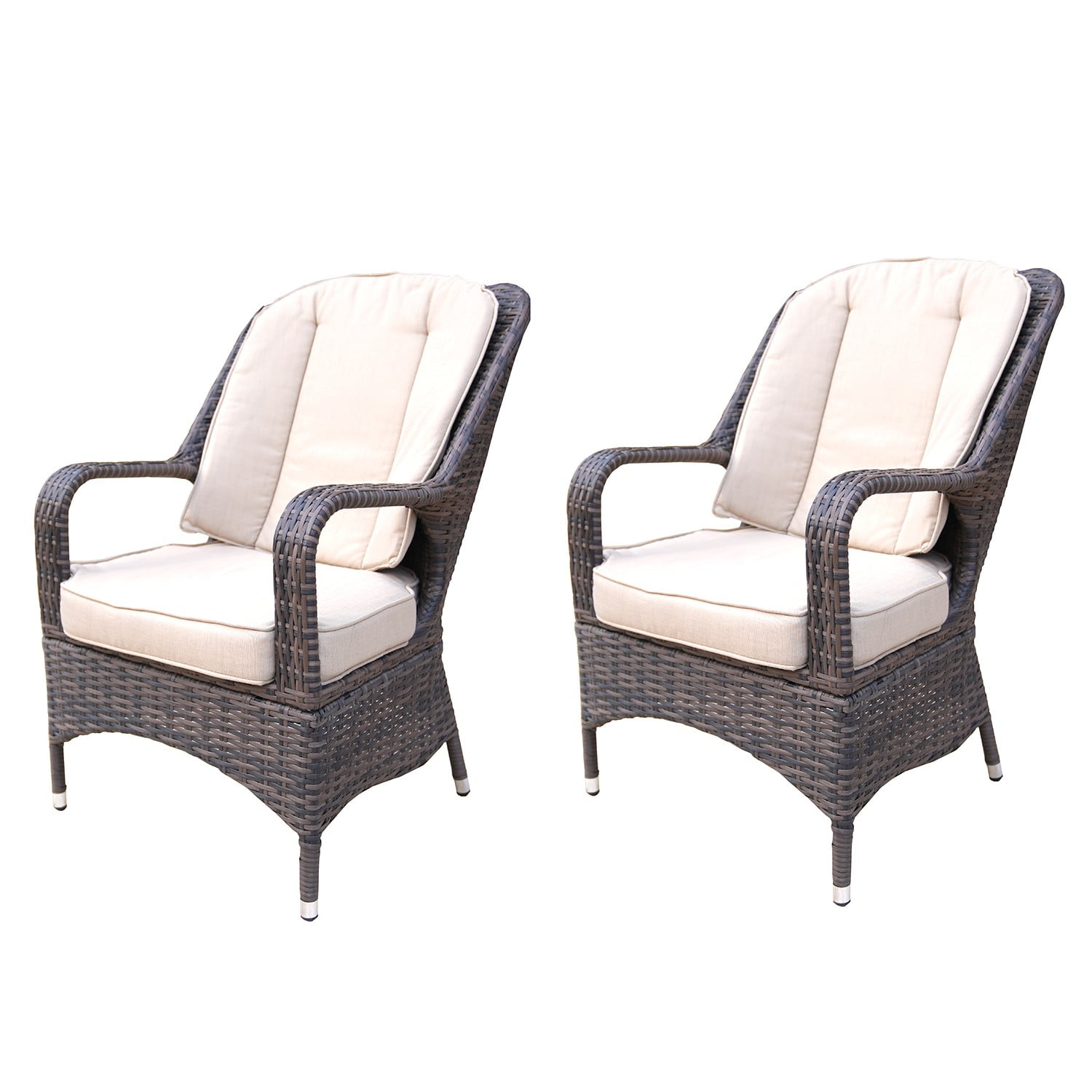 Direct Wicker Outdoor Patio Rattan Dining Chairs Set of 2, Brown Wicker ...