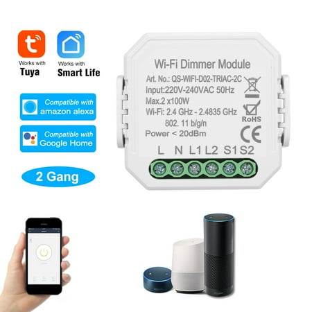 2 Gang DIY Mini WiFi Dimmer Module Smart Light Triac Dimmer Breaker ...