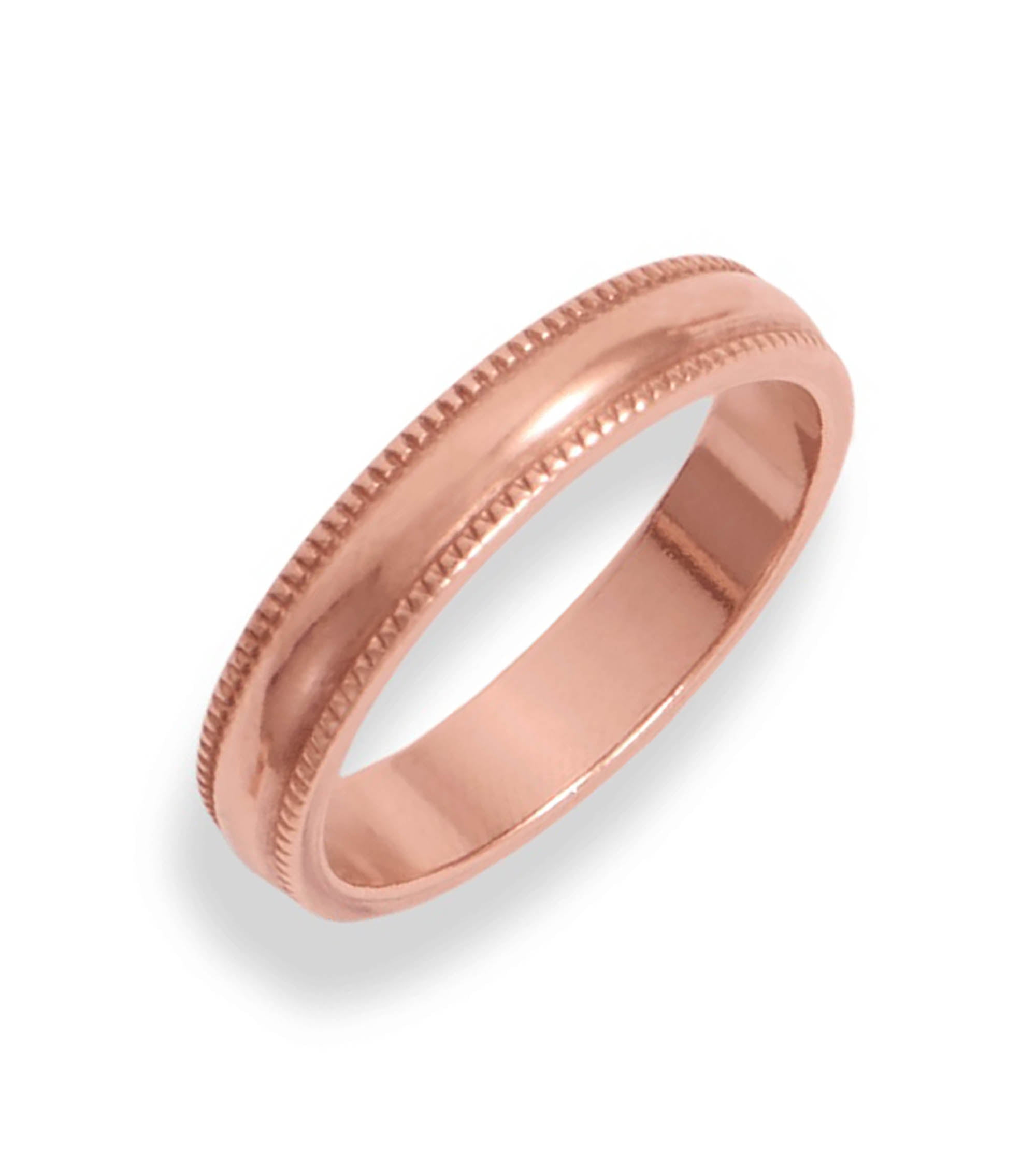IVY & BAUBLE Uncoated Solid Milgrain-Edge Copper Ring Domed Band for ...